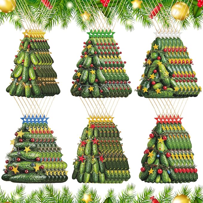 Amazon.com: Soaoo 36 Pcs Christmas Pickle Ornament Bulk Wooden Funny ...