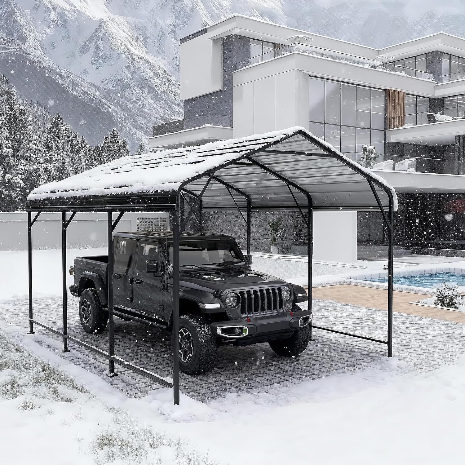 Amazon.com: LEVELEVE 10x15 FT Heavy-Duty Metal Carport, Galvanized ...