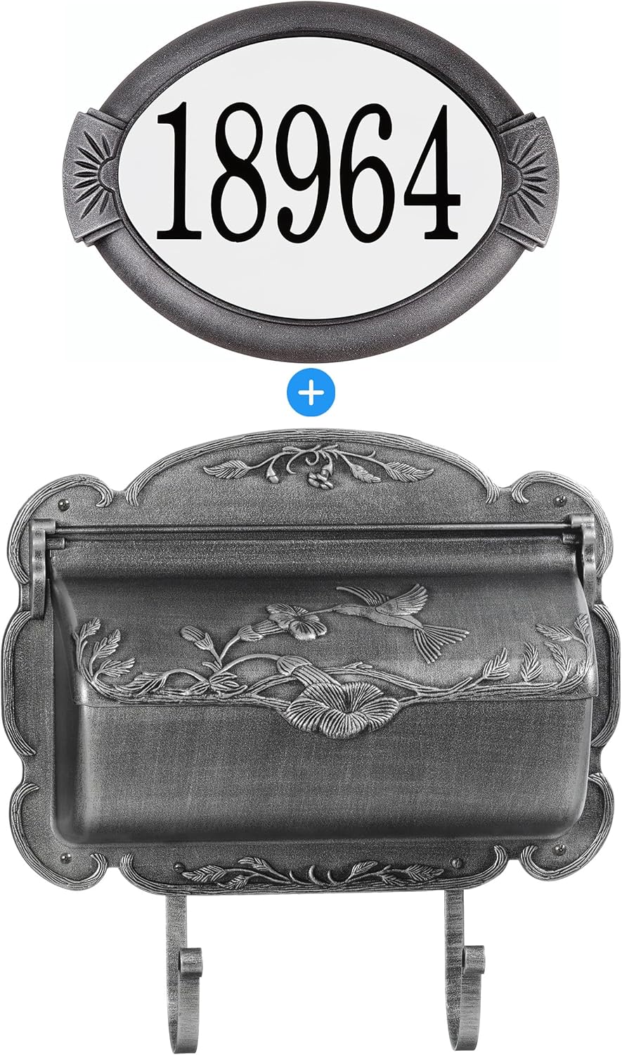 Cast Aluminum Metal Mailbox with Newspaper Hooks & Address Plaque Sign ...