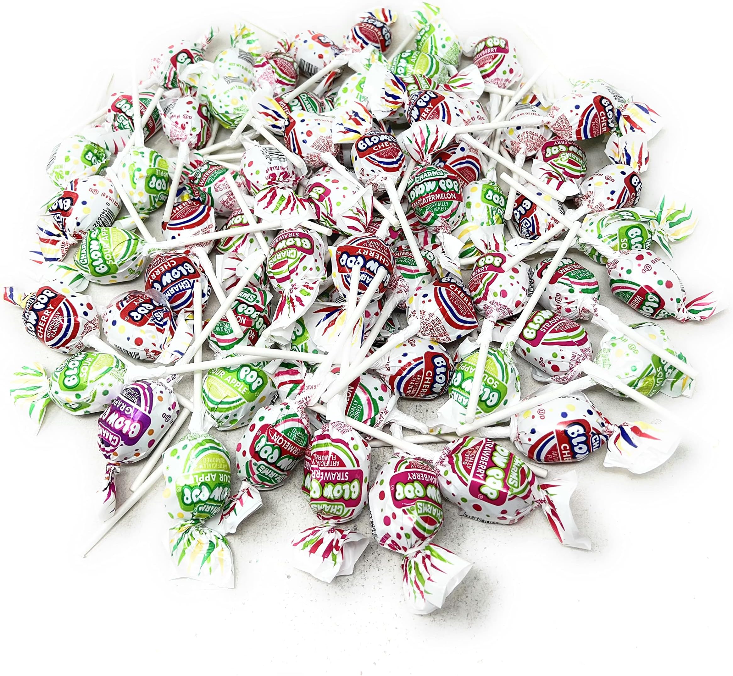 Amazon.com: Charms 1034885 Blow Pops 0.8 oz Assorted Fruity Flavors 100 ...