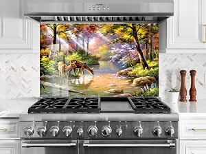 Myphotostation Tempered Glass Splashback 30Wx27.5H'-Forest Backsplash ...