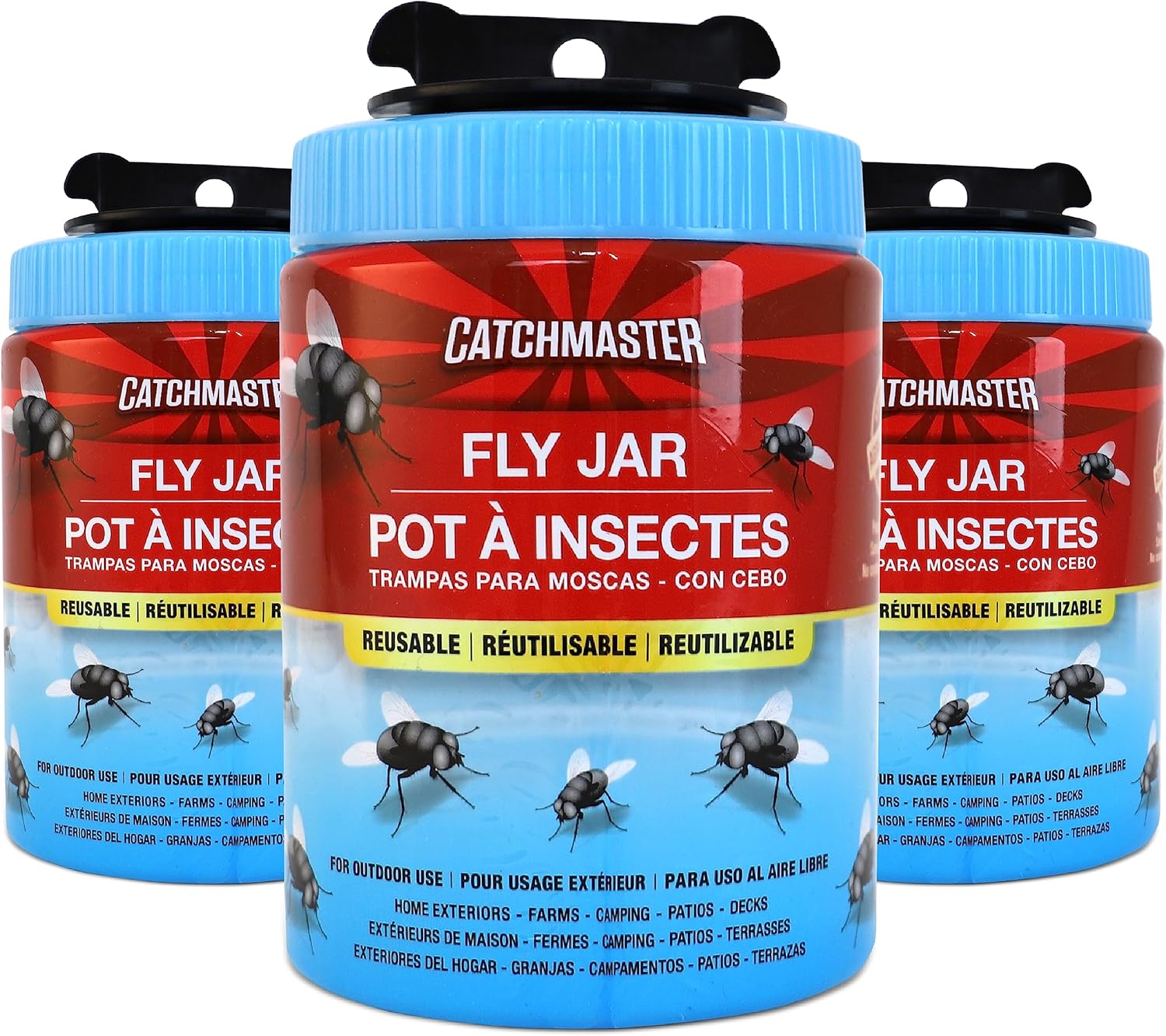 Amazon.com : Catchmaster Reusable Fly Traps Outdoor Jar 3-Pack, Bug ...
