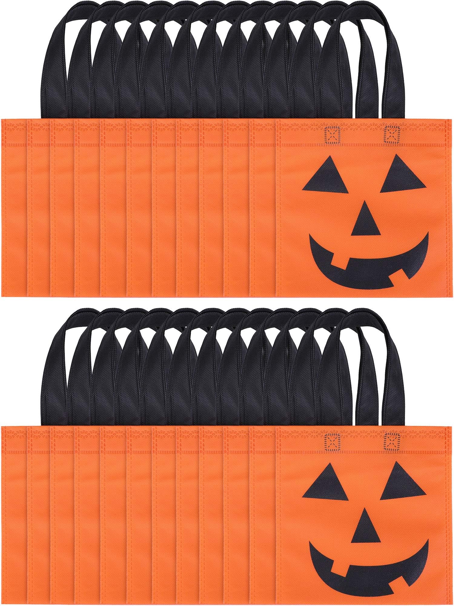 Amazon.com: 24 Pieces Halloween Jack-o-Lantern Pumpkin Tote Bags ...