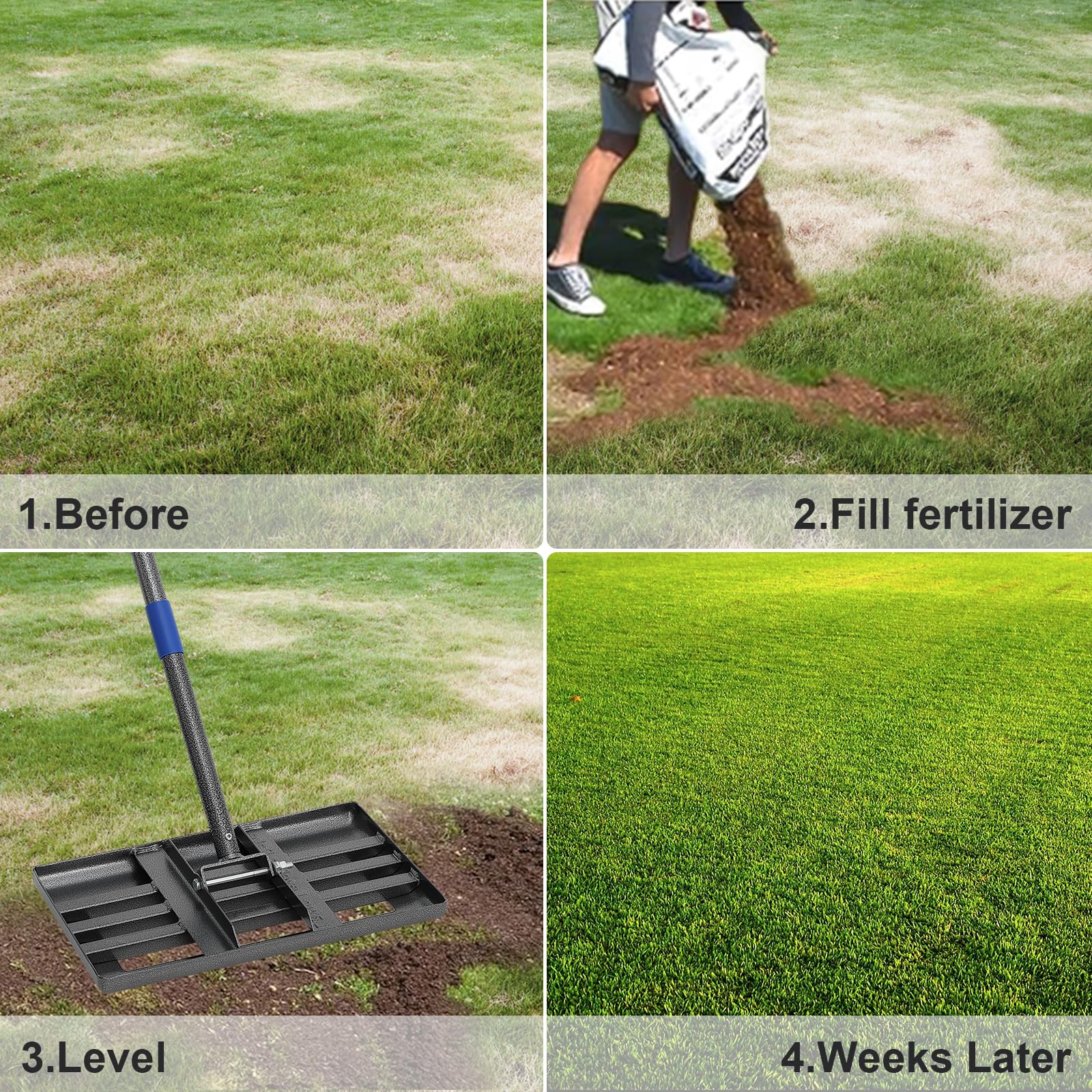 Snapklik.com : Lawn Leveling Rake,Stainless Steel Lawn Leveler