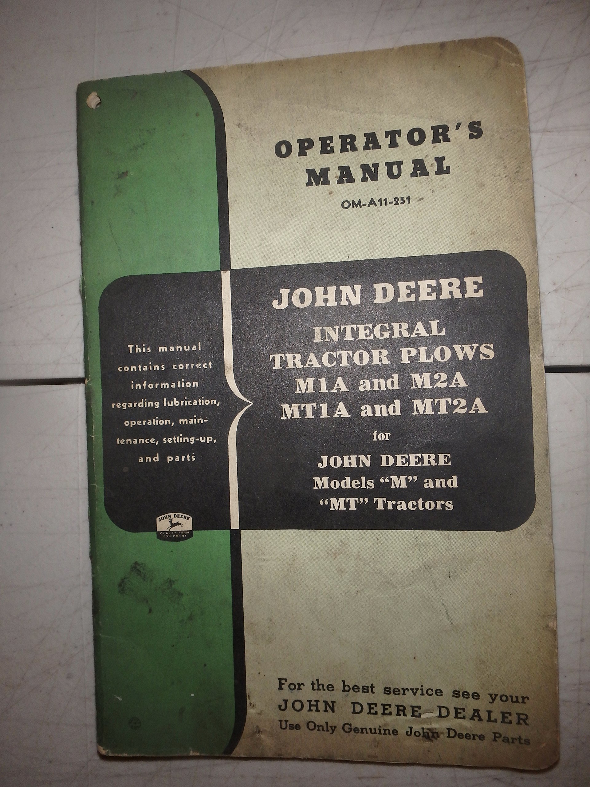 John Deere M1A M2A MT2A MTA1 Plow Operators Manual: John Deere ...