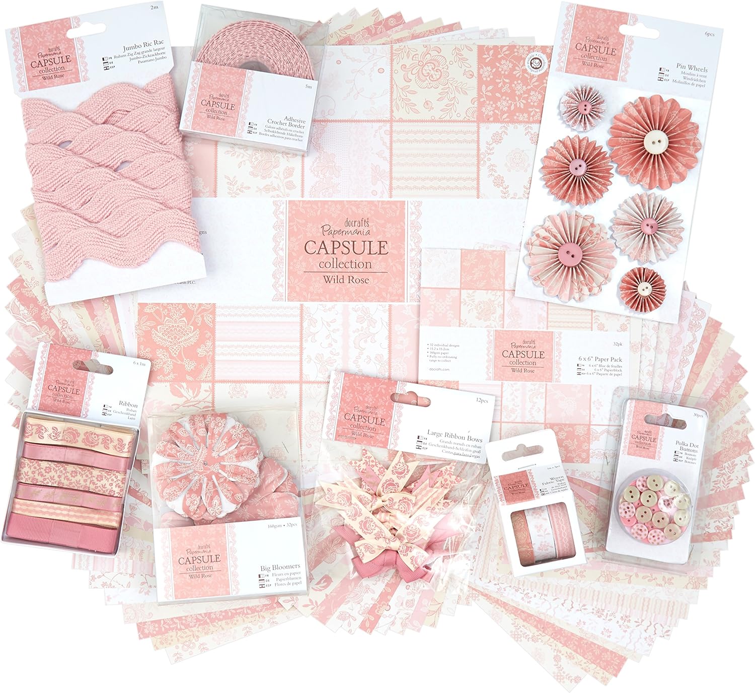 Papermania Assorted Capsule Papercraft Bundle, Set of 10, Wild Rose ...