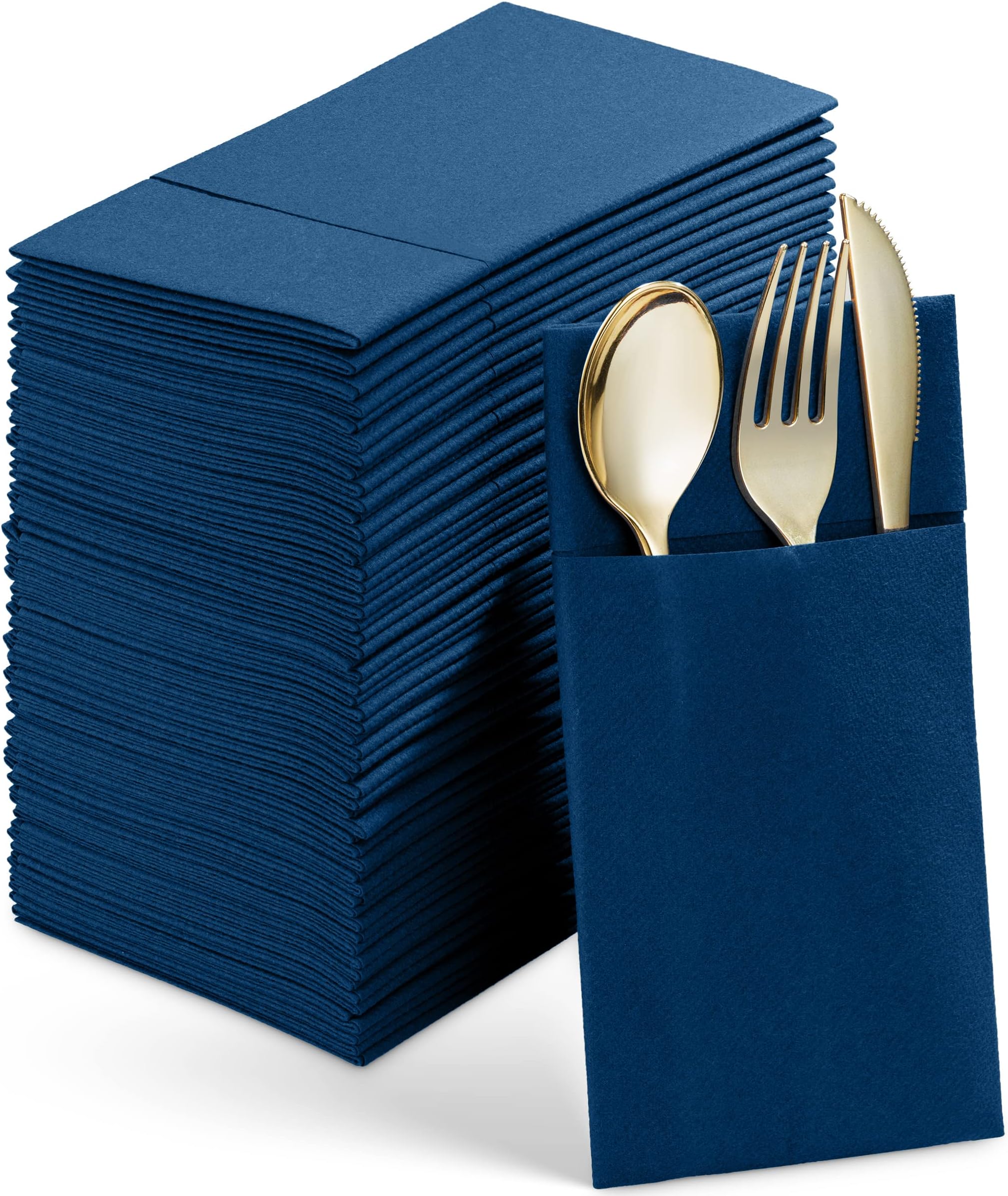 Amazon.com: Disposable Linen-Feel Dinner Napkins With Built-in Flatware ...
