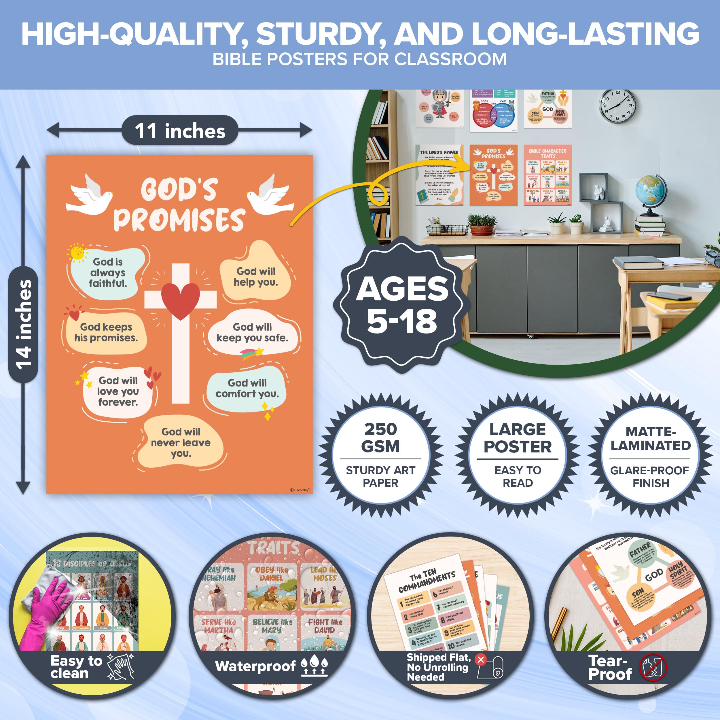 Snapklik.com : Decorably 15 Boho Christian Posters For Classroom