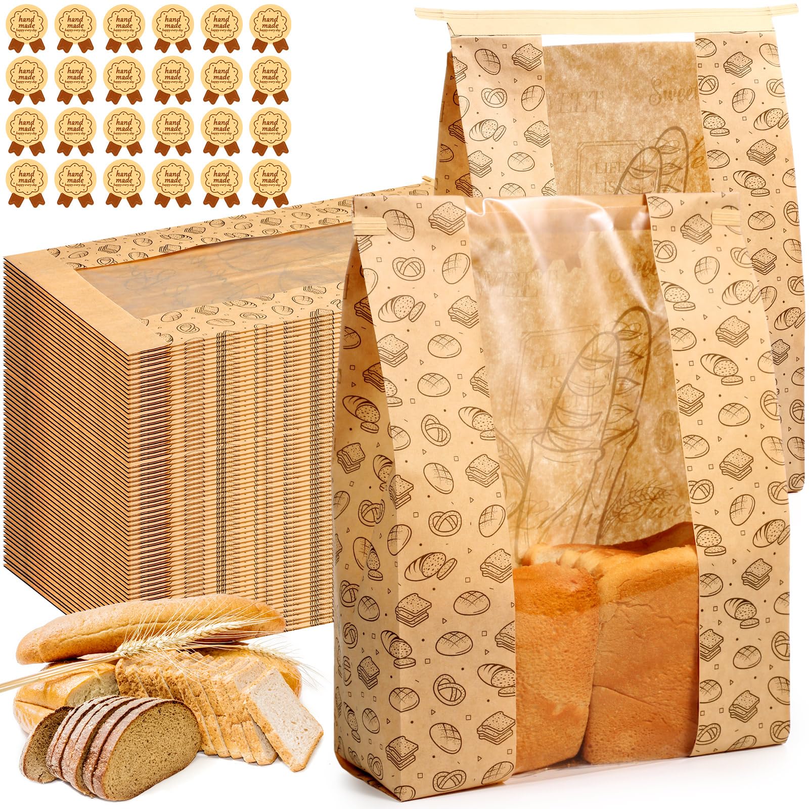 Amazon.com: Feifeiya 150 Pack Paper Bread Bags for Homemade Bread kraft ...