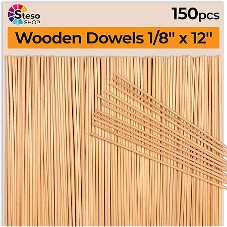 Amazon.com: Wooden Dowel Rods for Craft - 60 pcs Round Wood Dowels 12 ...