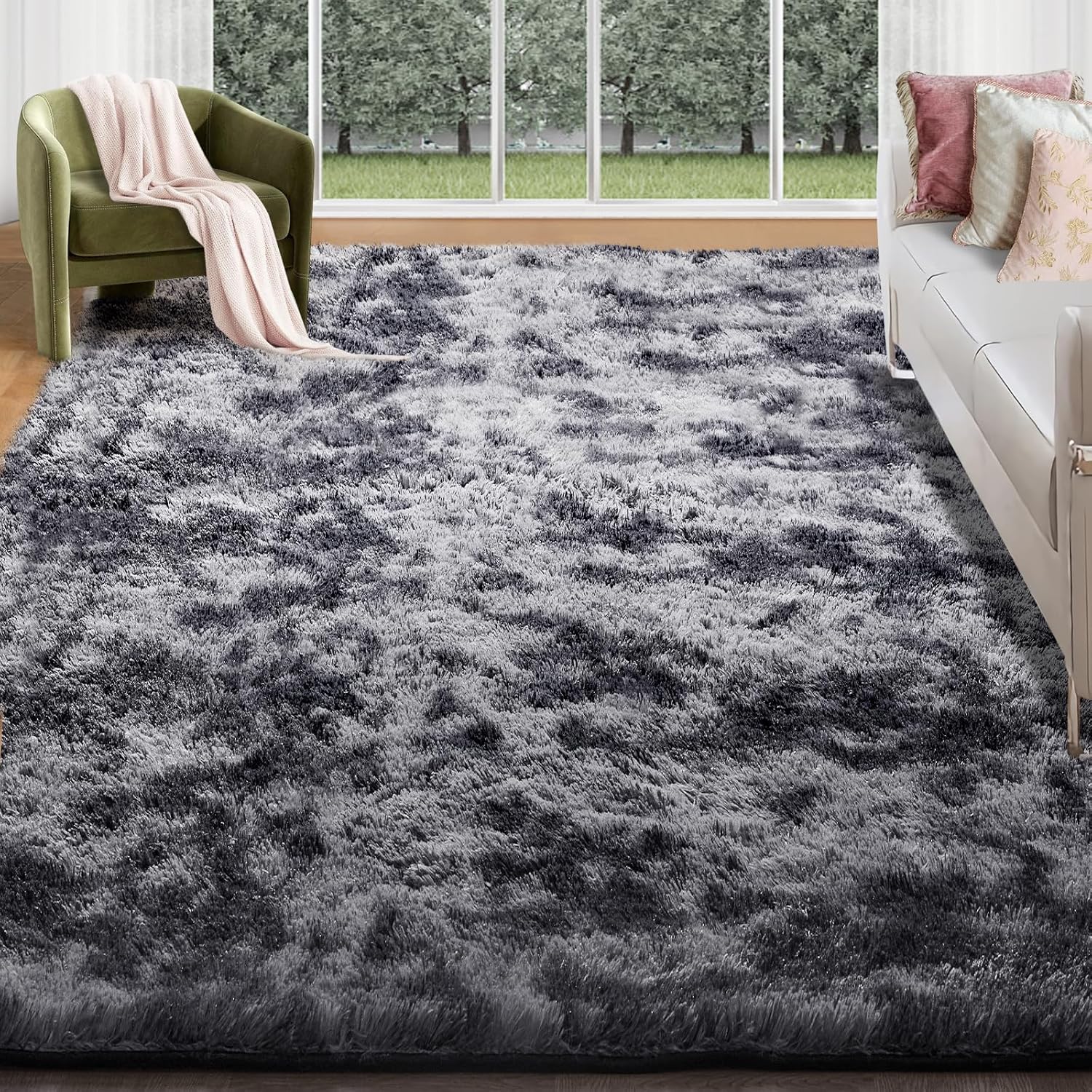Amazon.com: Large Area Rugs for Living Room, Fluffy Shag Fuzzy Plush ...
