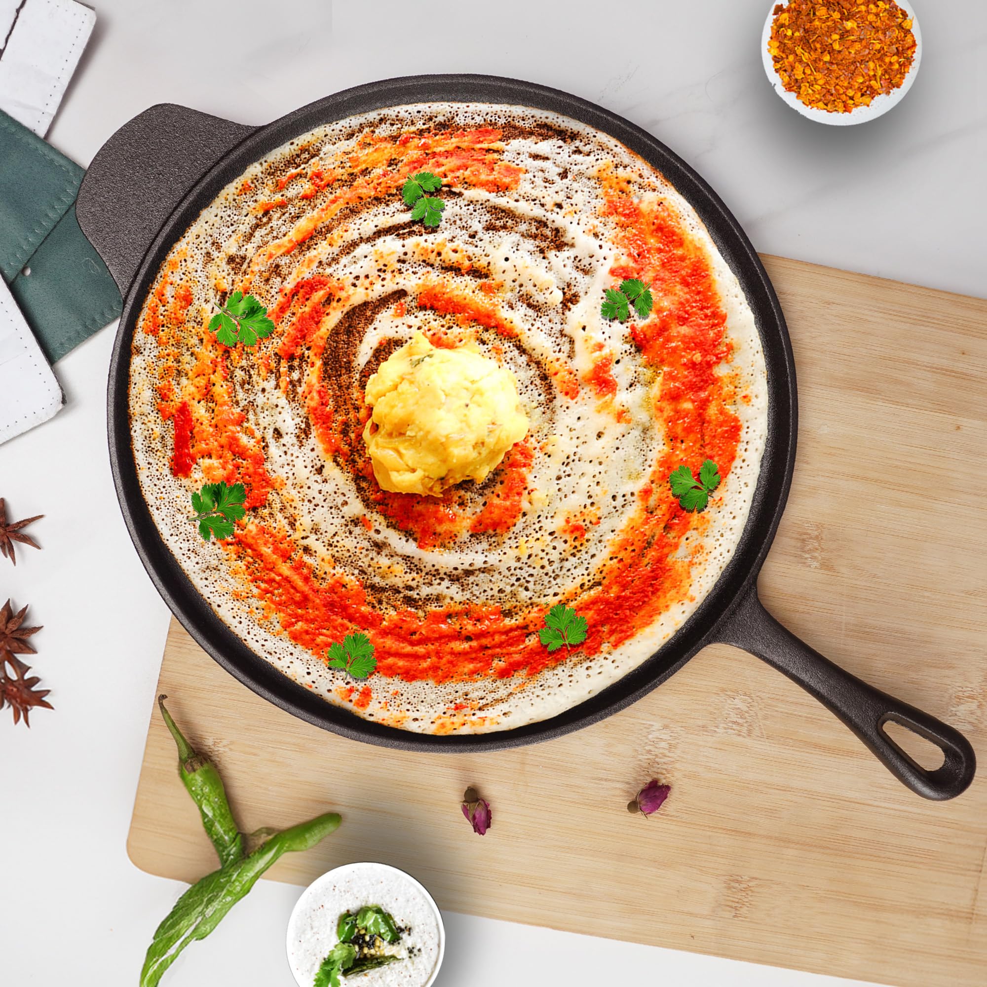 Buy SOLARA Crownstone Premium Cast Iron Tawa for Dosa 12" Inch(30 CM ...