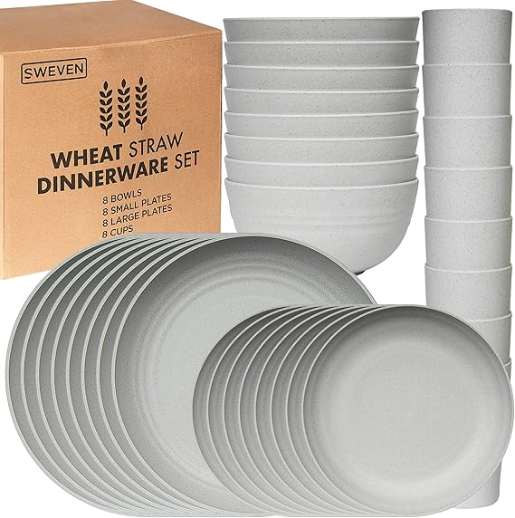 Amazon.com | Wheat Straw Dinnerware Sets | Unbreakable Dinnerware Sets ...