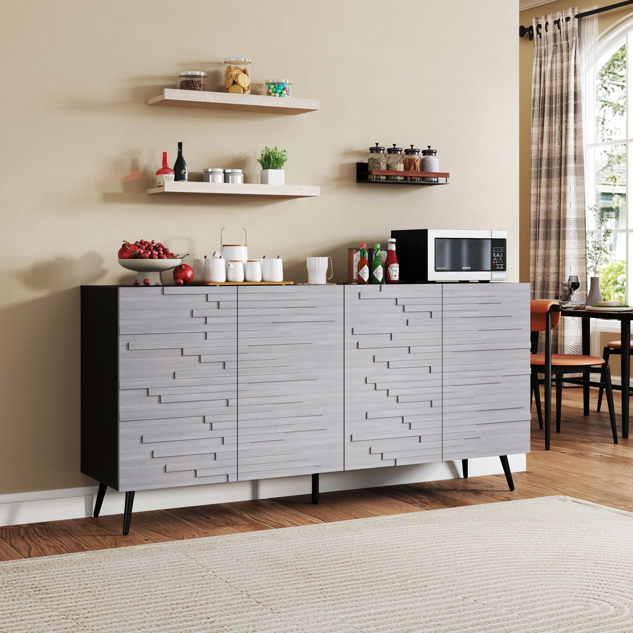 Amazon.com - T4TREAM Fluted Sideboard Buffet Cabinet, Modern 60" Buffet ...
