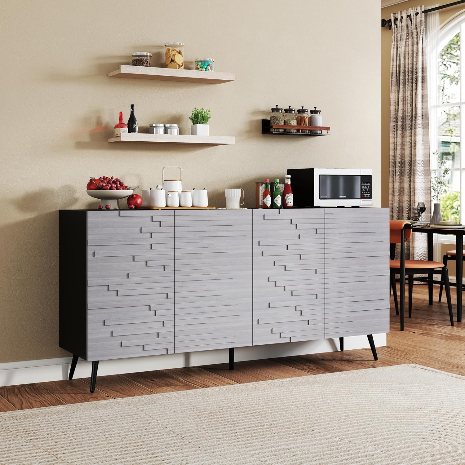 Amazon.com - Mhsatyrs Modern Buffet Cabinet with Storage: 63" Wood ...
