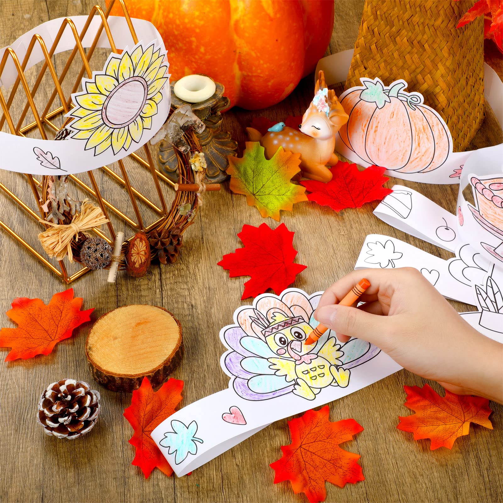 Thanksgiving Essentials Thanksgiving Turkey Coloring Crowns - 12 Pack ...
