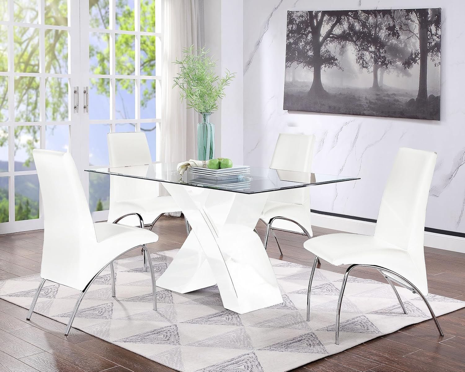 Amazon.com - HomVen Dining Table Set,Dining Room Table Set for 4,Glass ...