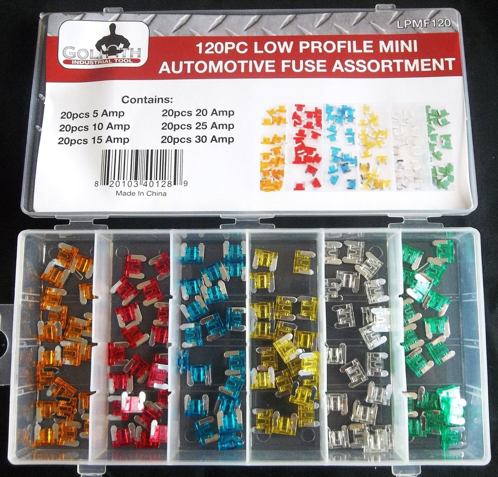 120pc Goliath Industrial Low Profile Mini Car Fuse Box Assortment ...