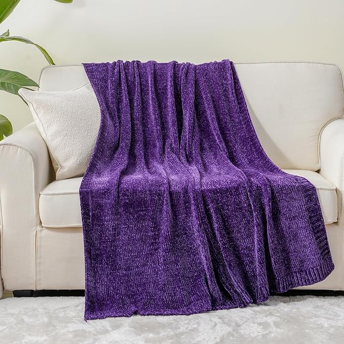 Amazon.com: BATTILO HOME Chenille Knitted Throw Blanket for Couch ...