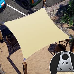 ColourTree 12' x 12' Square Beige Super Ring Sun Shade Sail Canopy ...