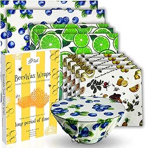 Amazon.com: Ilsli Reusable Beeswax Wrap for food Assorted 10 Pack | Eco-Friendly Sustainable ...