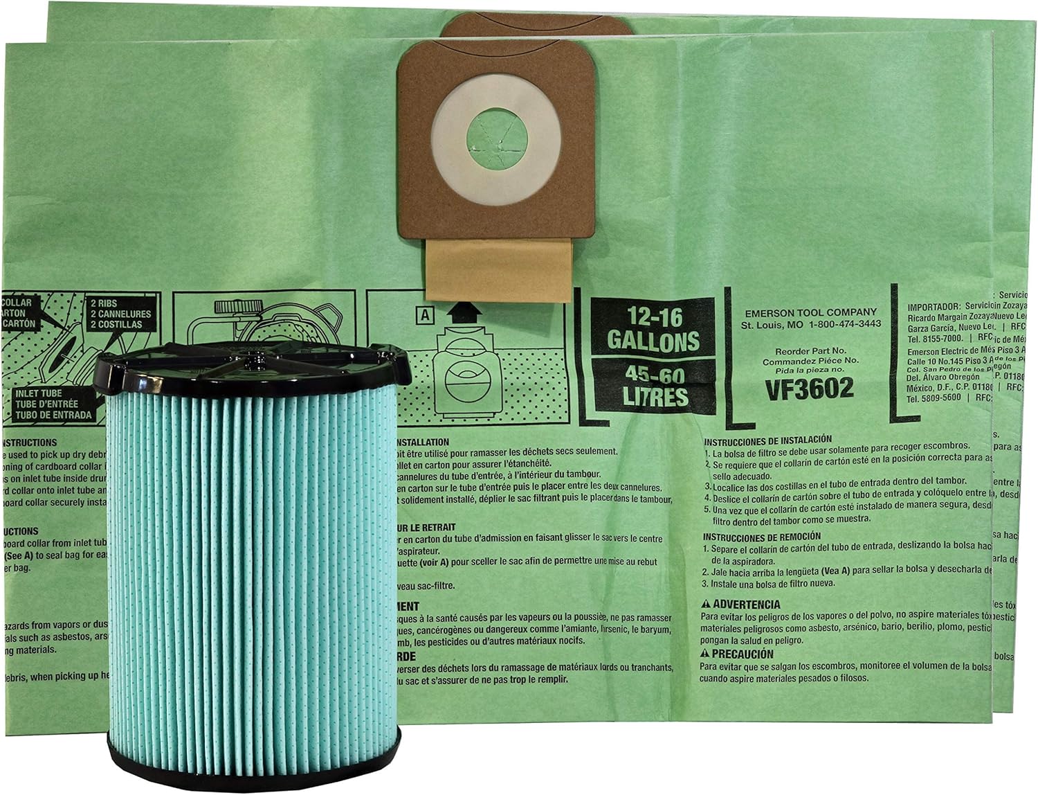 Ridgid VF6500 Filtration Set – Twin Pack of Dust Bags and HEPA Media ...