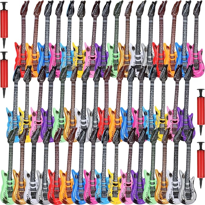 Amazon.com: Chitidr 24 Pcs Inflatable Guitars for Parties Bulk Blow ...