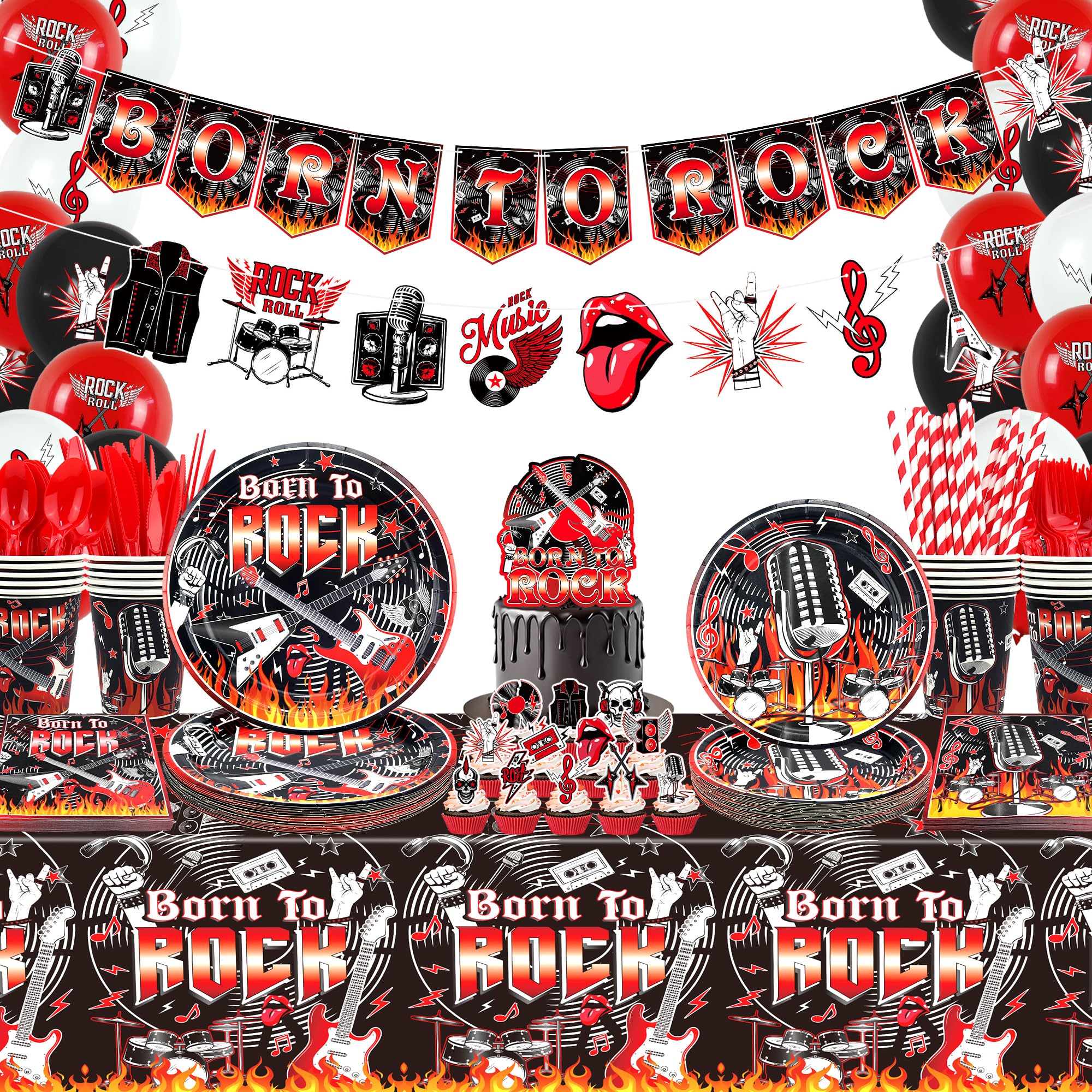 Amazon.com: Rock and Roll Party Decorations, Including Born to Rock ...