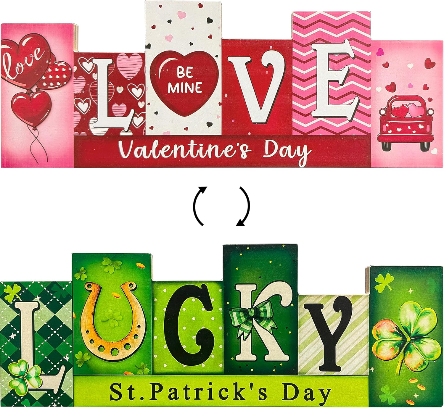 Amazon.com: Reversible Valentines Day & St Patricks Day Decoration ...