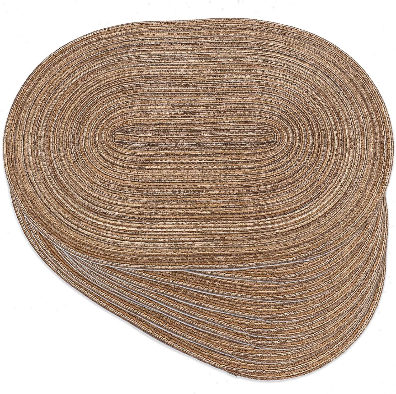 Noctiflorous Oval Braided Placemats Set of 8 Woven 12x18 Inch Non Slip ...