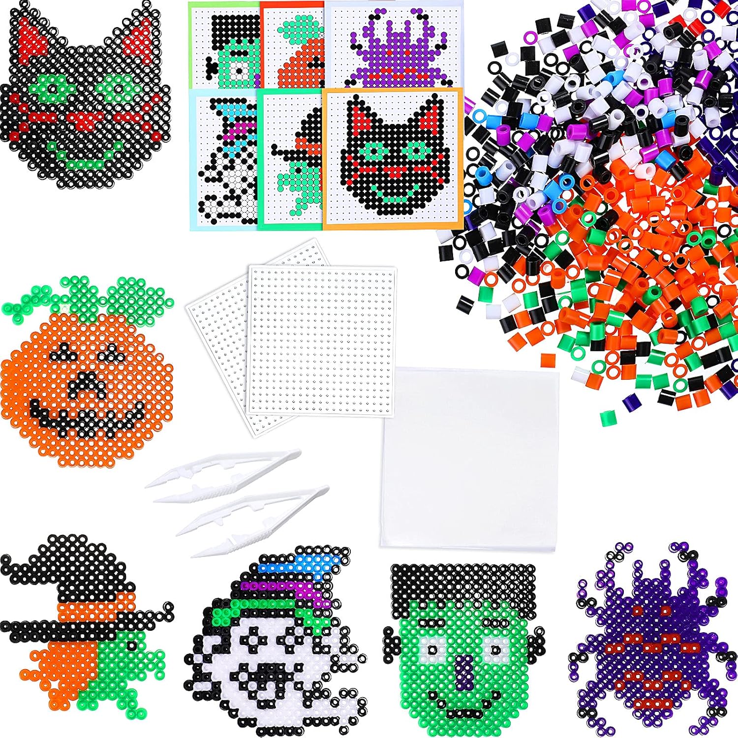 Amazon.com: 1600 Pieces Halloween Craft Kit Halloween Fuse Bead Kit ...