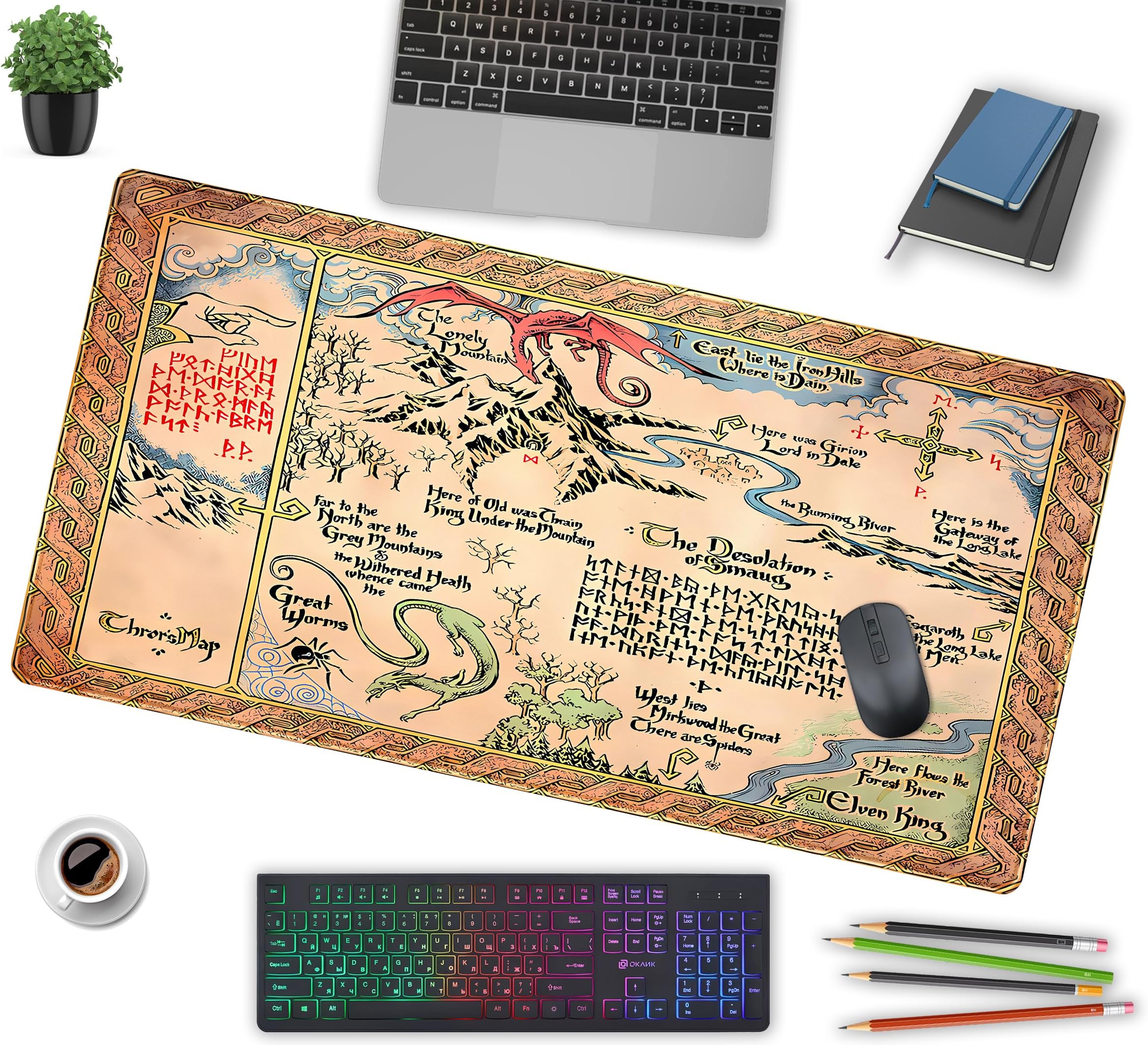 Amazon.com : Maps Desk Mat Vintage Yellow Desk Pad Large Gaming Mouse ...