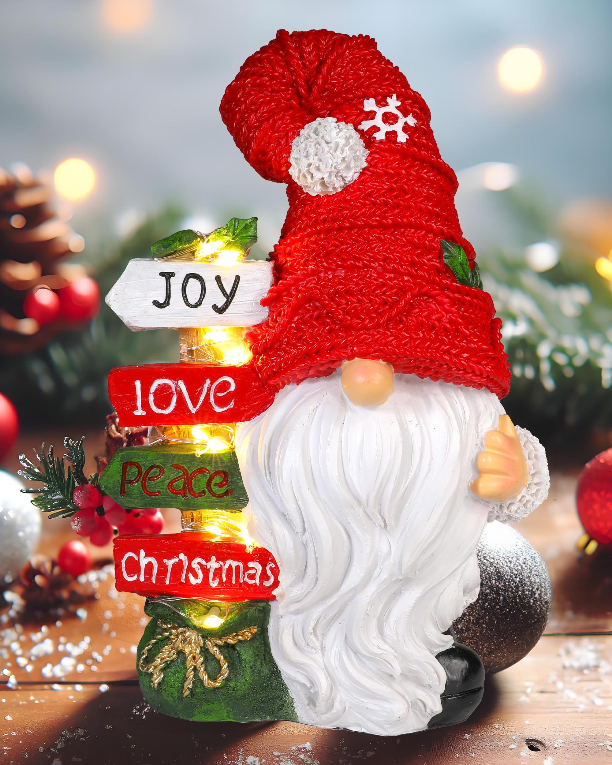 Amazon.com: GoGnome Gnome Christmas Decorations - 9.1'' Resin ...