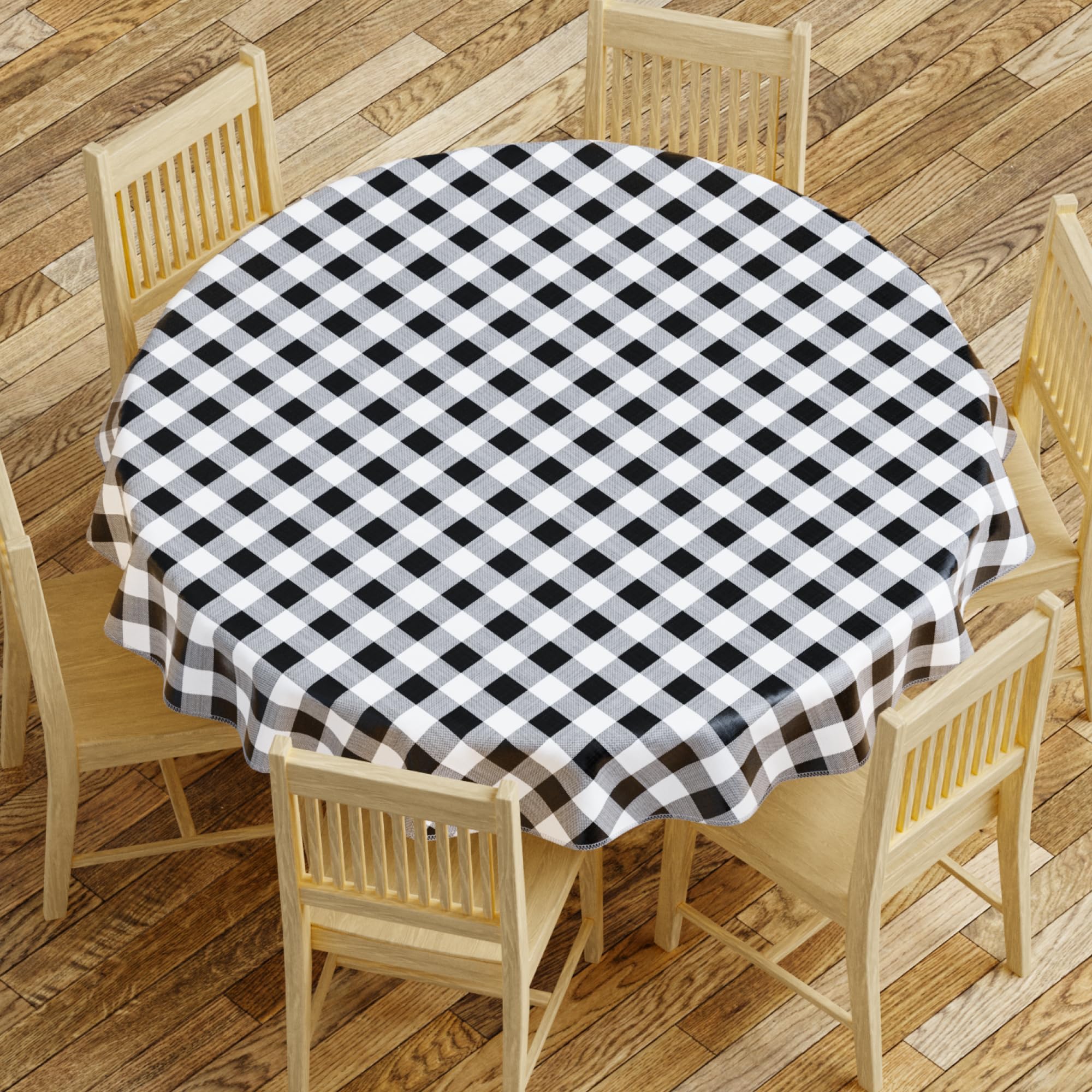 Amazon.com: Newbridge 70 Inch Round Vinyl Tablecloth with Flannel ...