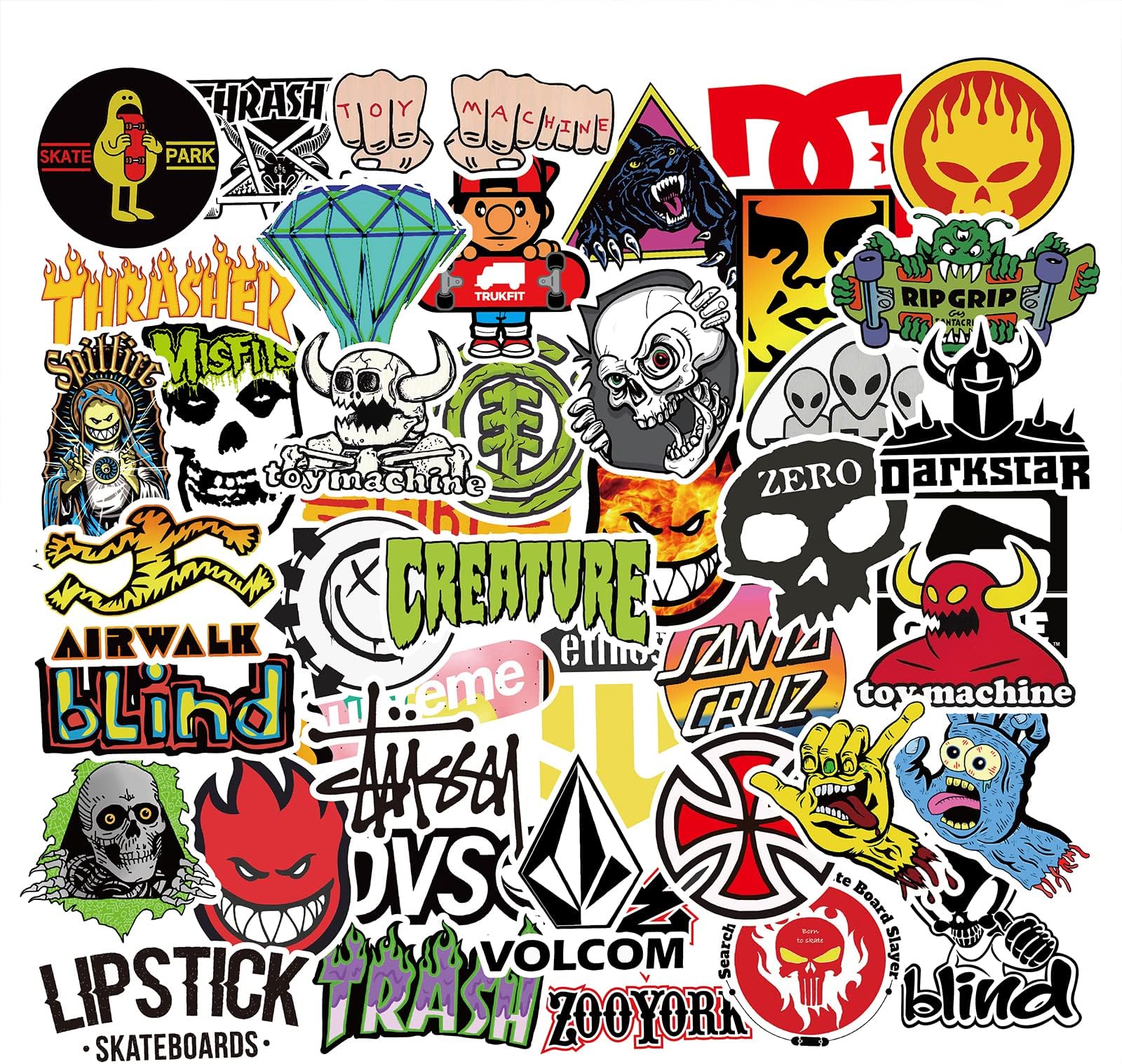 Amazon.com: Cool Brand Stickers - 101 Pack Cool Stickers for Skateboard ...