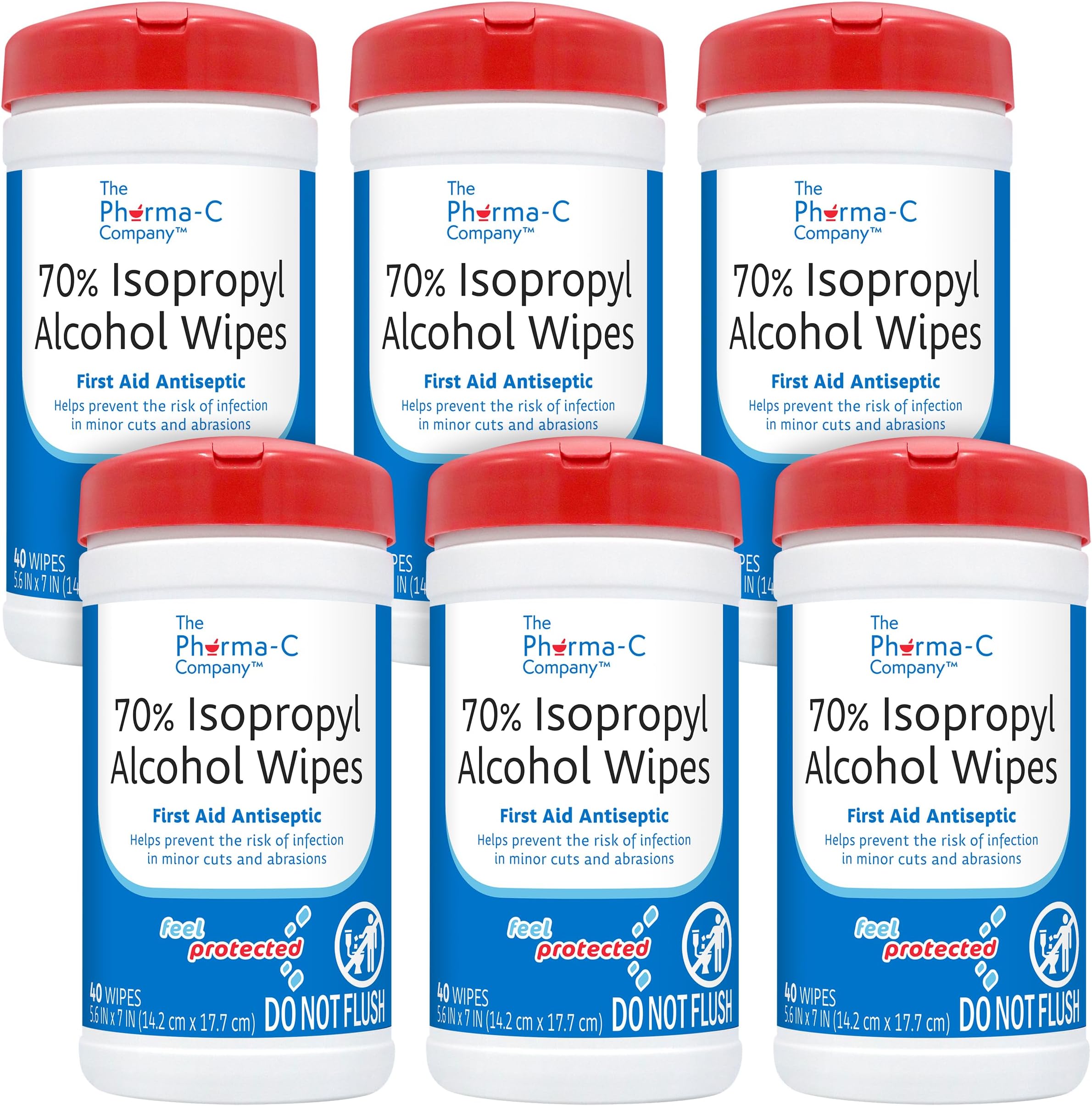 Amazon.com: Pharma-C 70% Isopropyl Alcohol Wipes [6 pack - 40ct ...