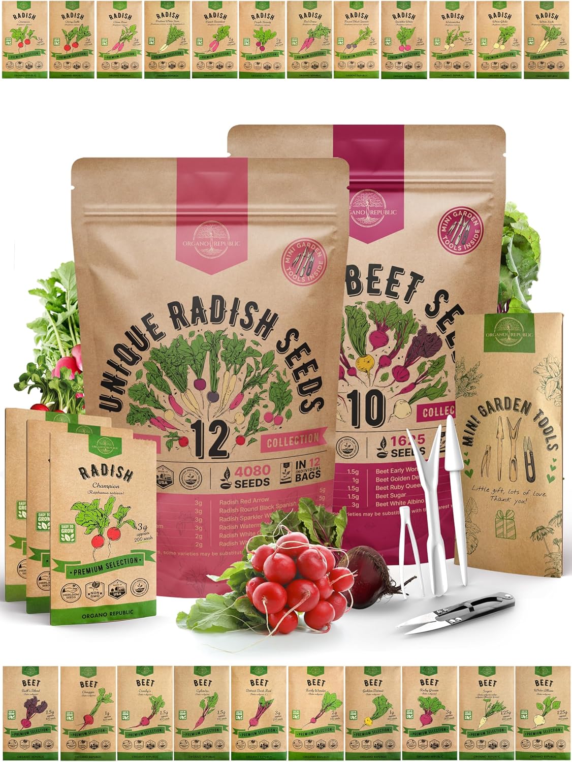 Amazon.com : Organo Republic 12 Radish and 10 Beet Seeds Variety Pack ...