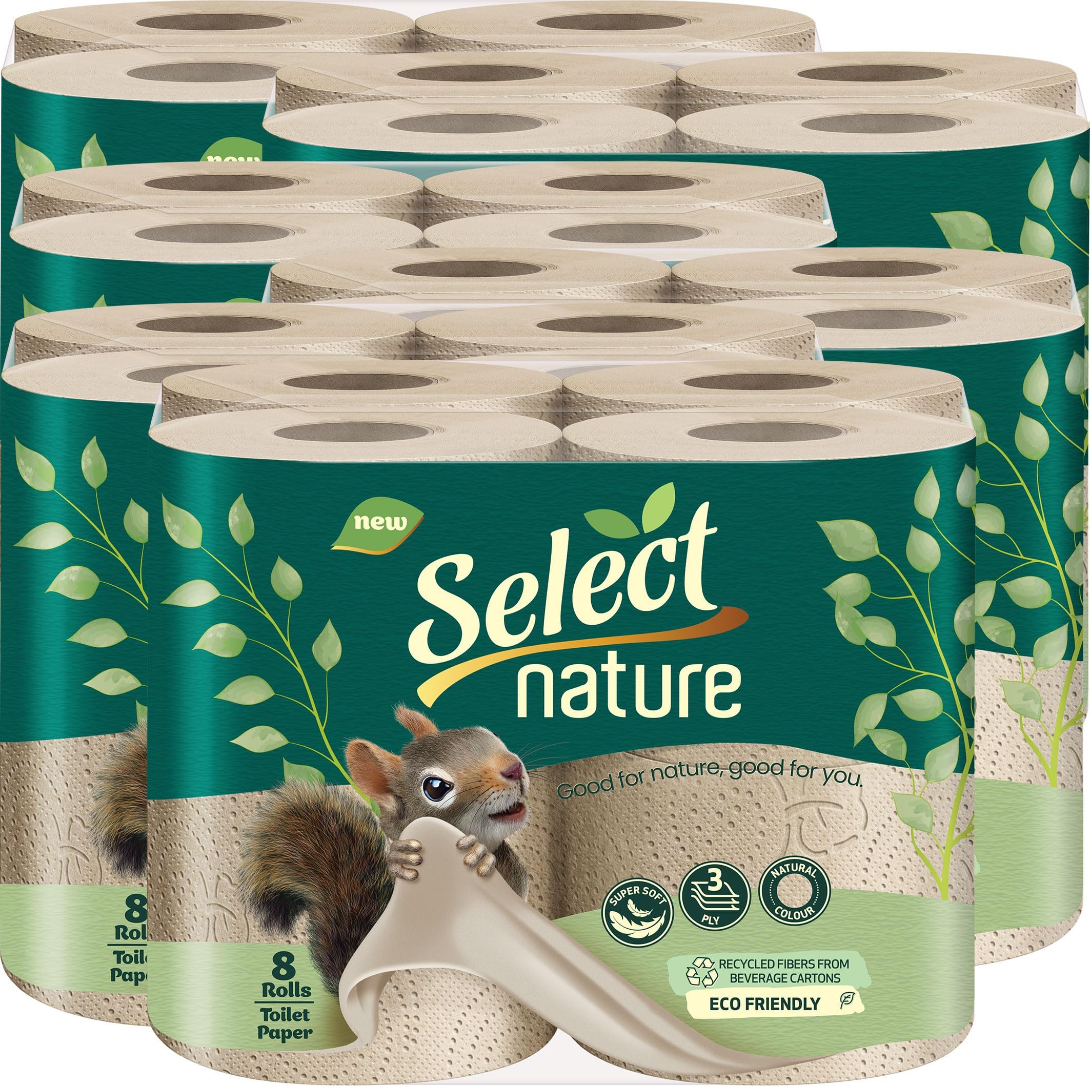 Select Nature Recycled 3ply Toilet Rolls Super Soft 48 Rolls Toilet ...