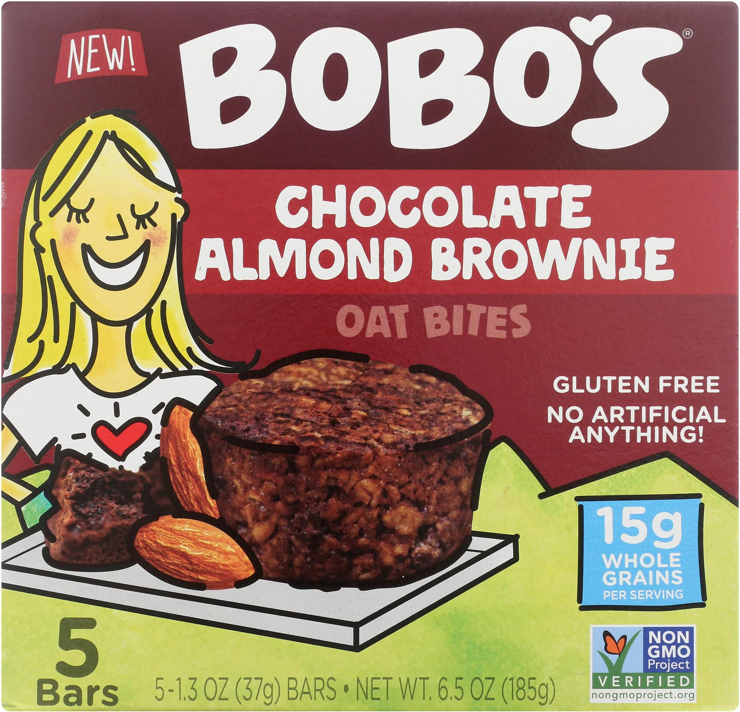 Amazon.com: Bobo's Chocolate Almond Brownie Oat Bites, Gluten Free, Non ...
