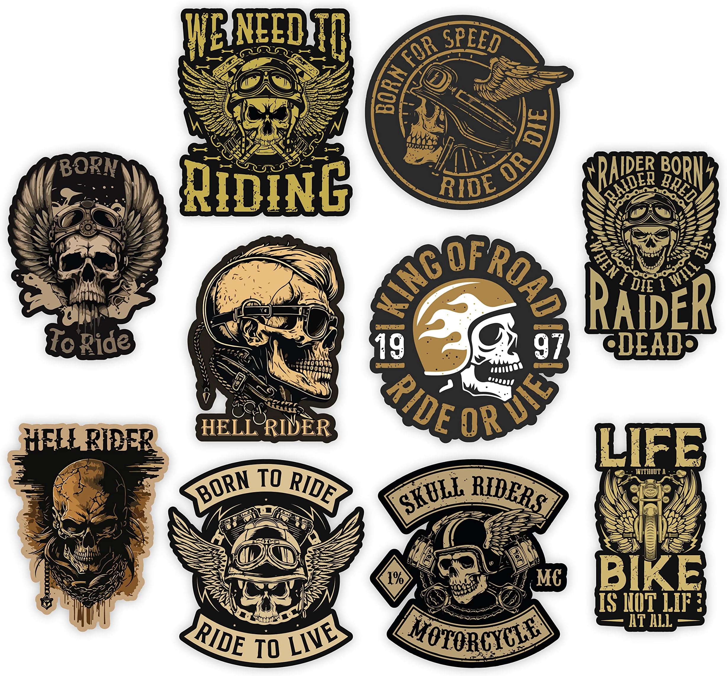 VVWV Biker Stickers Combo for Front Back Sides Tank Helmet Bikers ...
