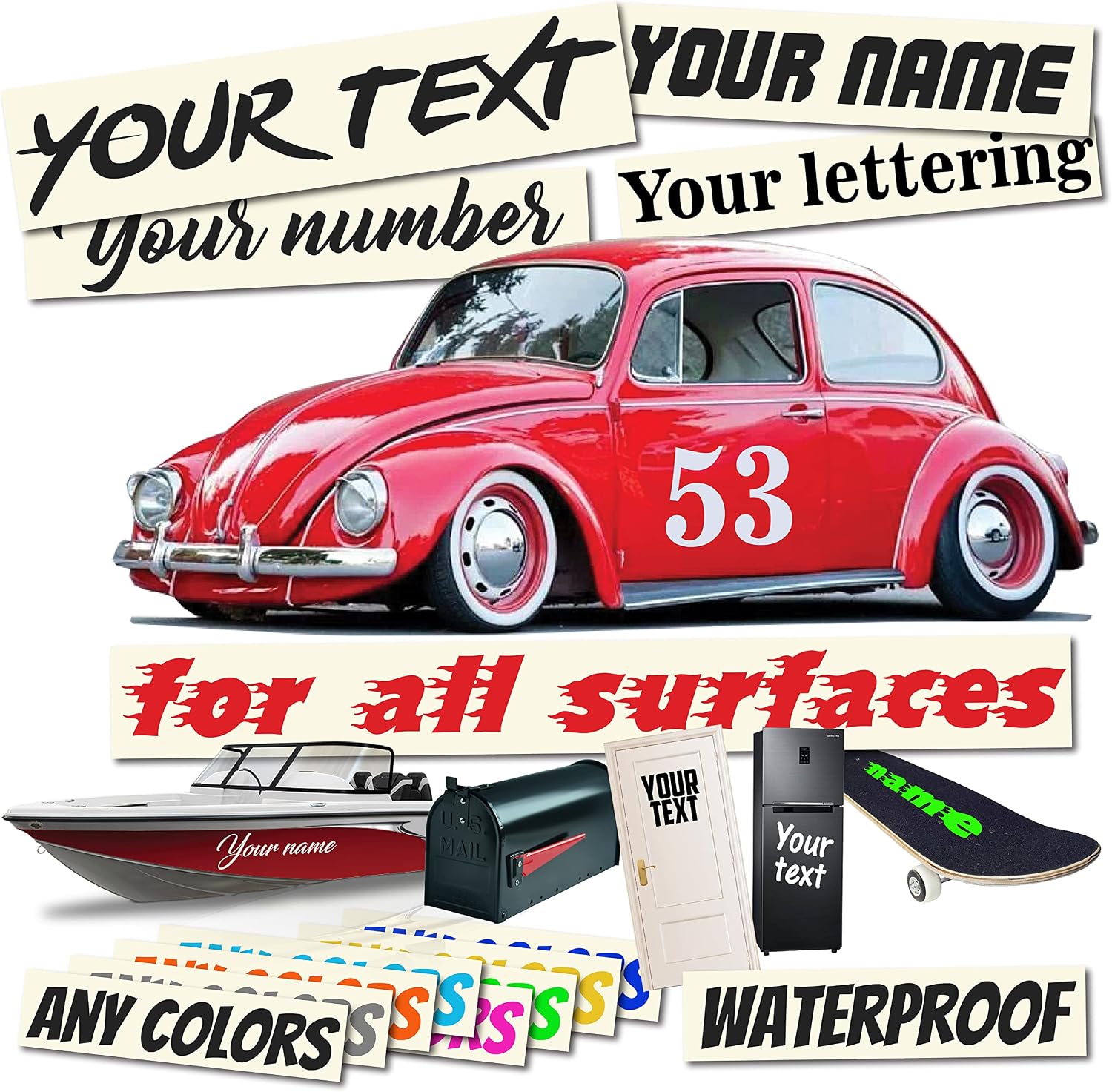 Calcomanías de letras personalizadas de 2 x 7 pulgadas, calcomanía de ...