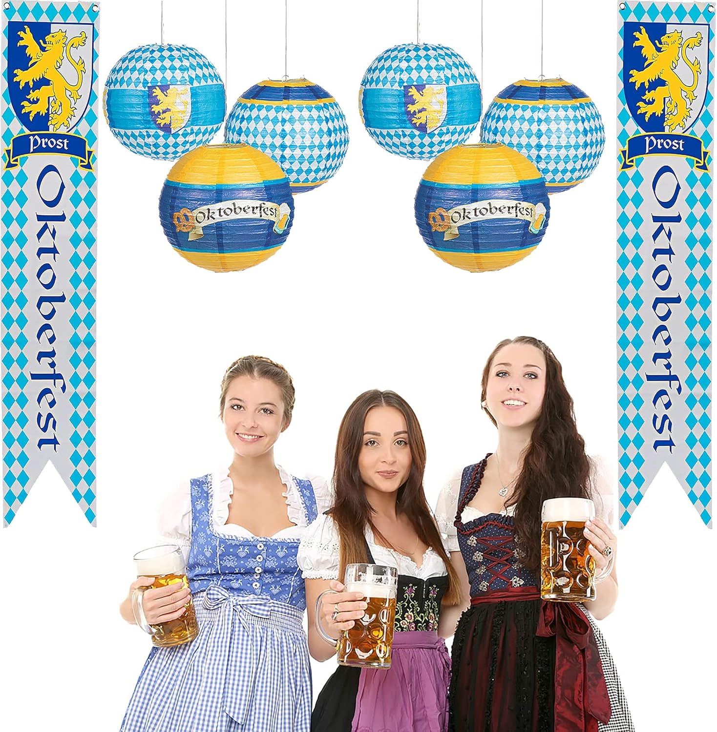 4E's Novelty 8 Piece Oktoberfest Decorations Set - 6 Hanging Paper ...