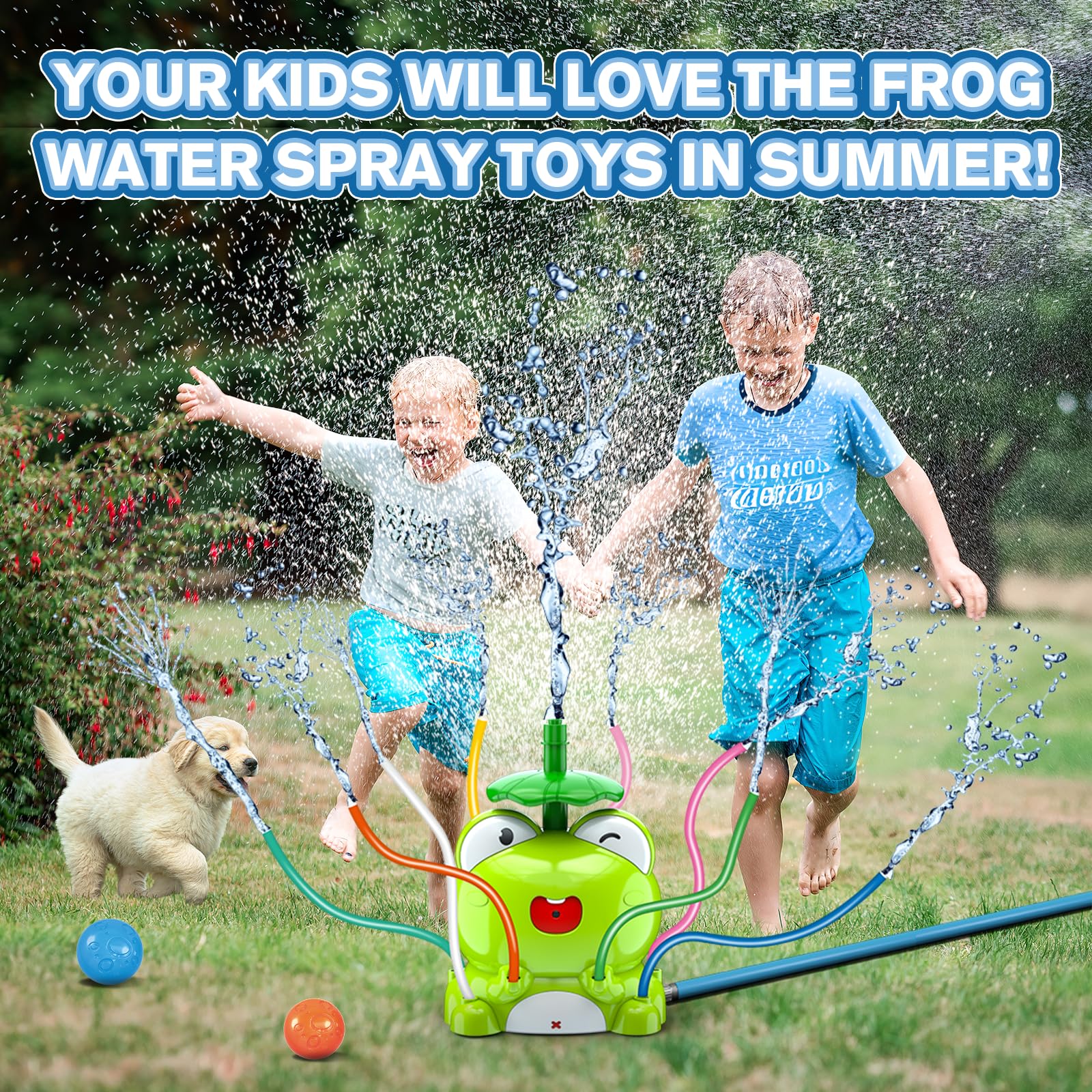 Snapklik.com : Kids Outdoor Water Play Sprinklers, 2 In 1 Frog ...