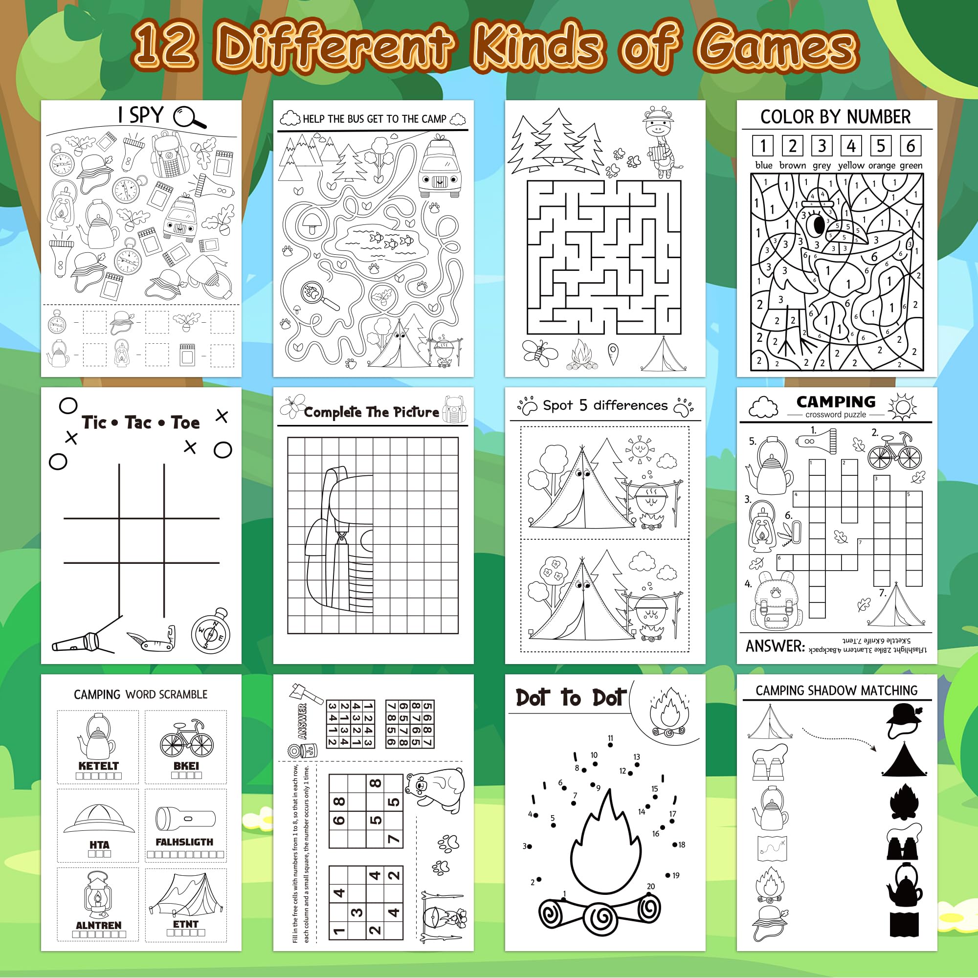 Snapklik.com : 24Pcs Travel Camping Activity Books - Happy Camper Mini ...
