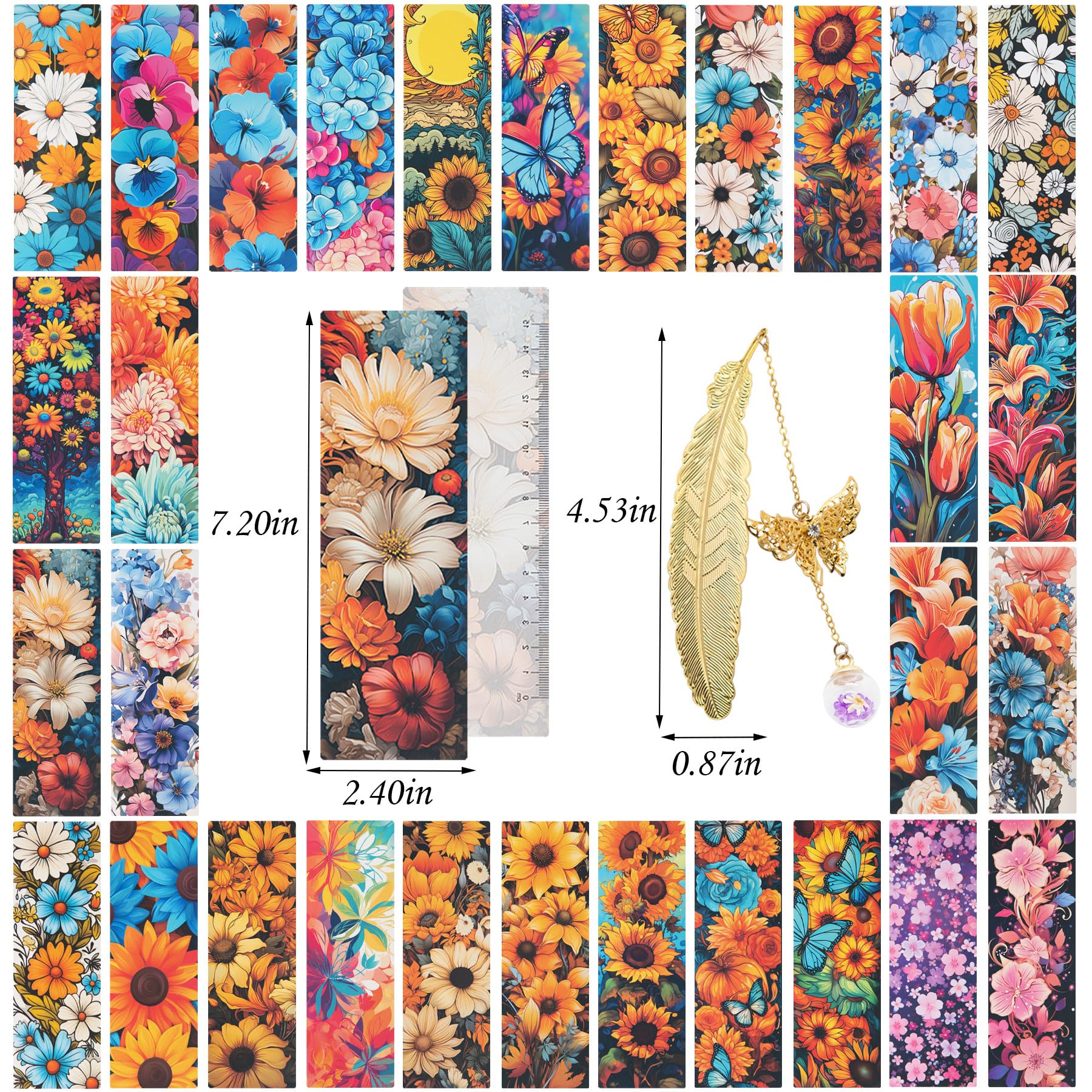 Snapklik.com : Knana 30Pcs Flowers Bookmarks Paper Bookmarks For Book ...