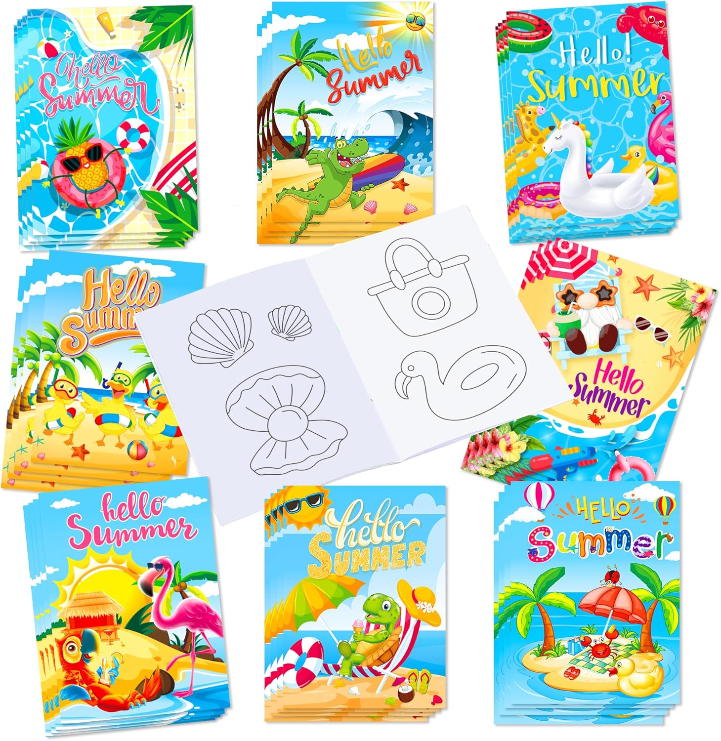 Amazon.com: 16 Pcs Hawaii Coloring Books Hello Summer Coloring Book ...