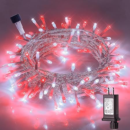 Hopolon 33FT 100 Led String Lights Indoor Outdoor,Red and White ...