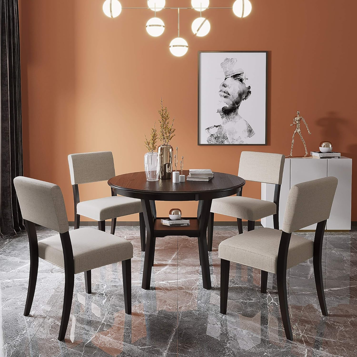 Amazon.com - Ball & Cast 5 Piece Dining Table Set with 4 Upholstered ...