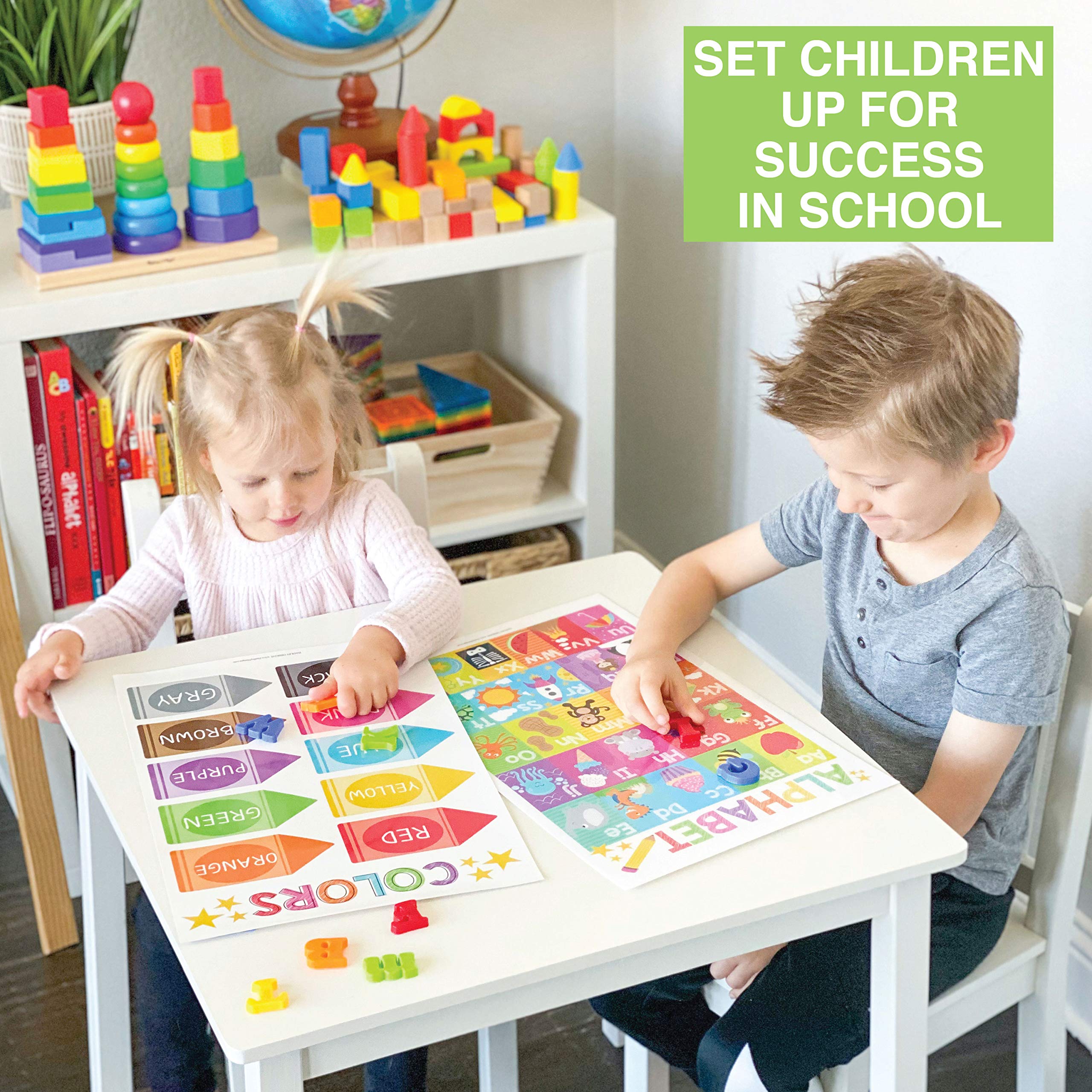 Buy 4 Alphabet, Count 1-100 Numbers, Colors, 2D 3D Shapes, ABC Posters ...