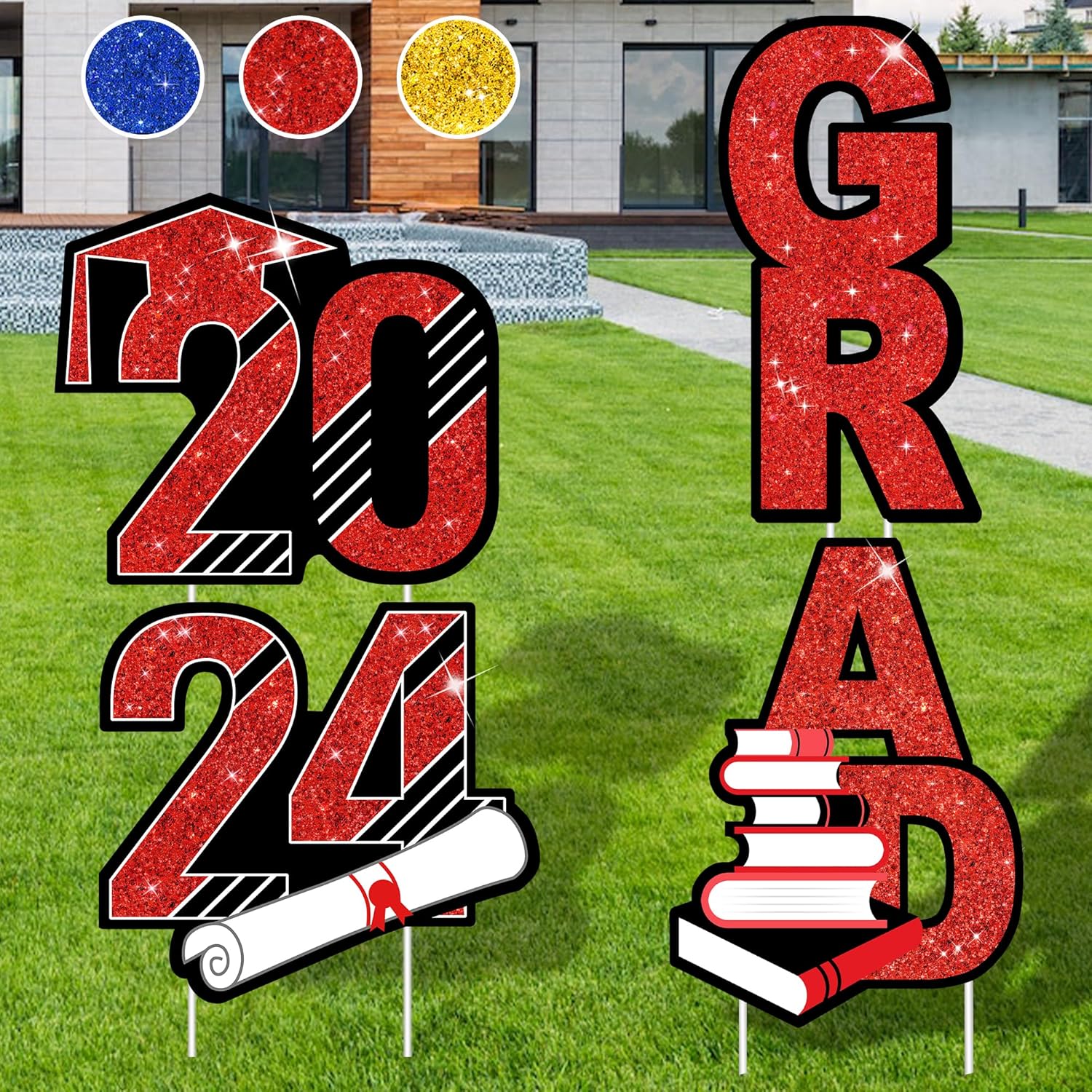 Amazon.com : 2024 Graduation Yard Sign Stakes Decorations -Red and ...